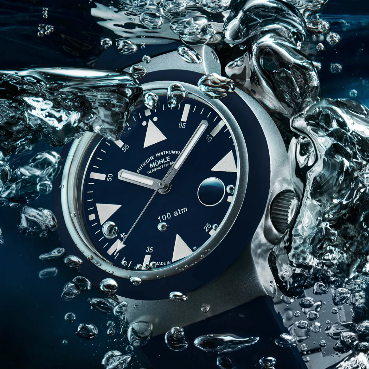 Mühle-Glashütte S.A.R. Rescue-Timer: Nautical Blue on rubber strap