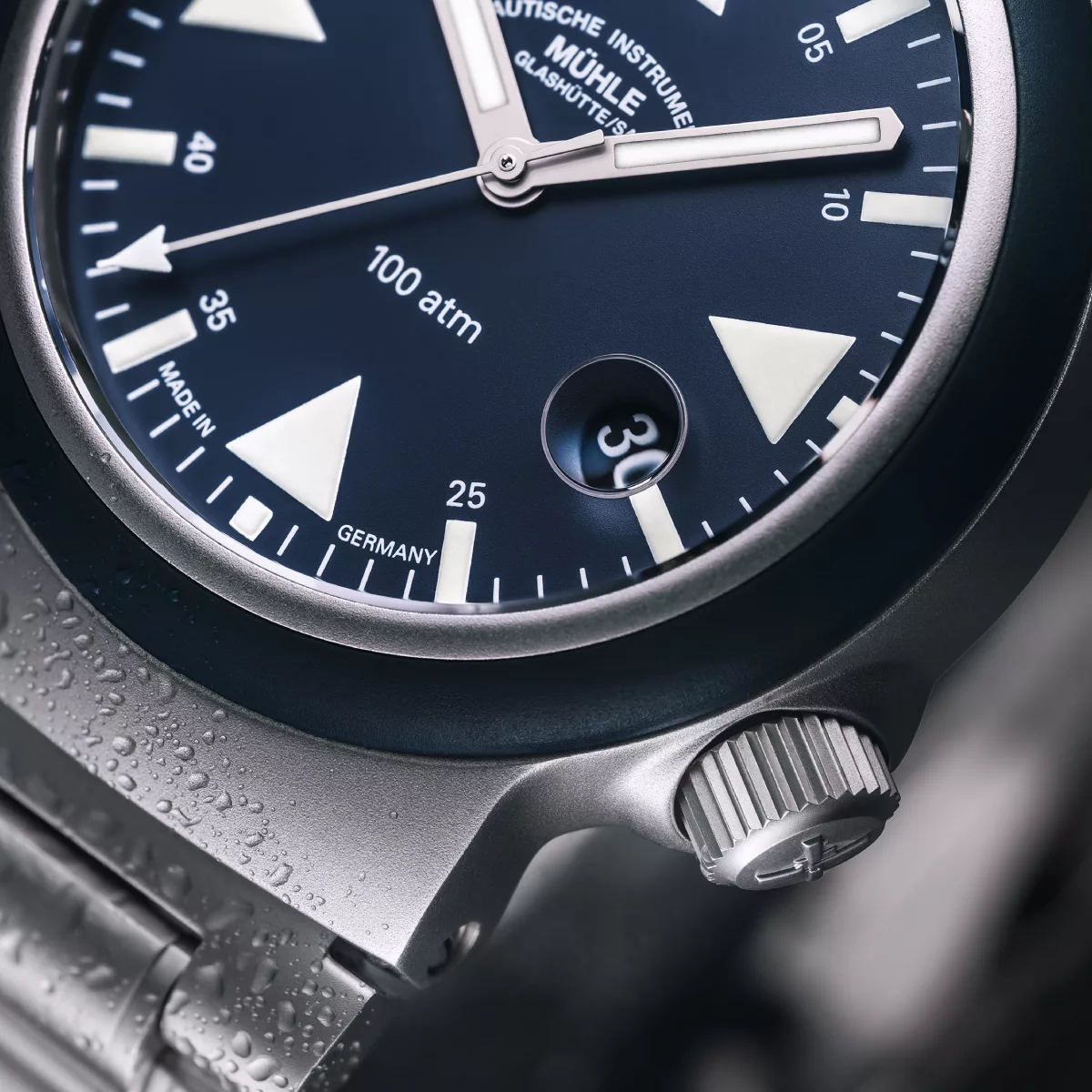 Mühle-Glashütte S.A.R. Rescue-Timer: Nautical Blue on stainless steel band