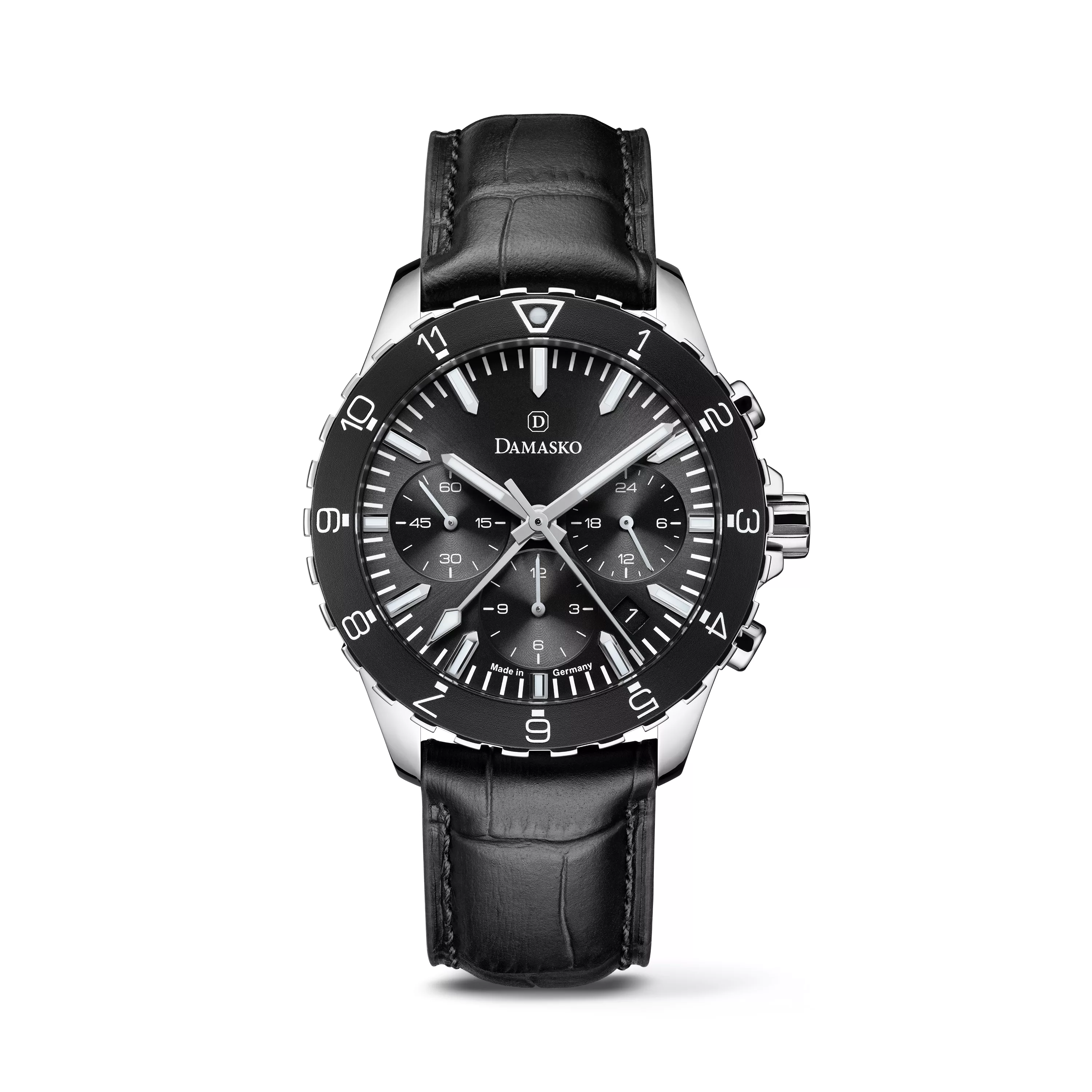 Damasko DC98 Black Chronograph – Elegant Sports Chronograph with Central Stop Minute