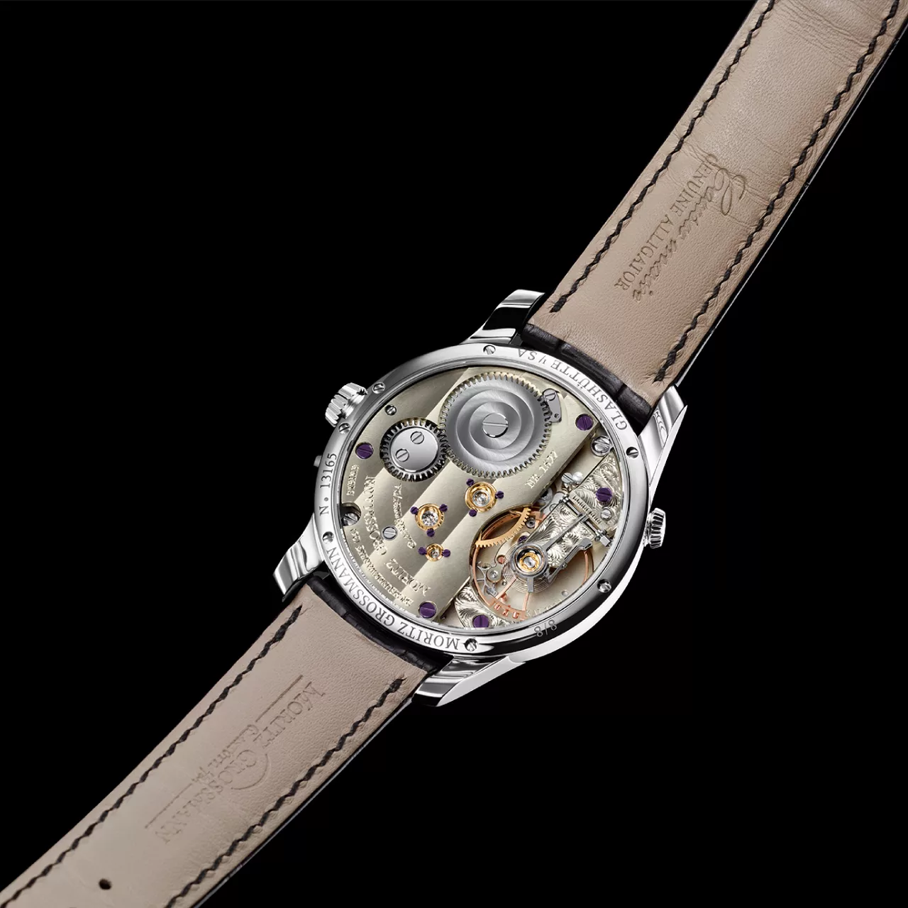 Moritz Grossmann GMT Guilloche Orange | Hand-Guilloche Dial