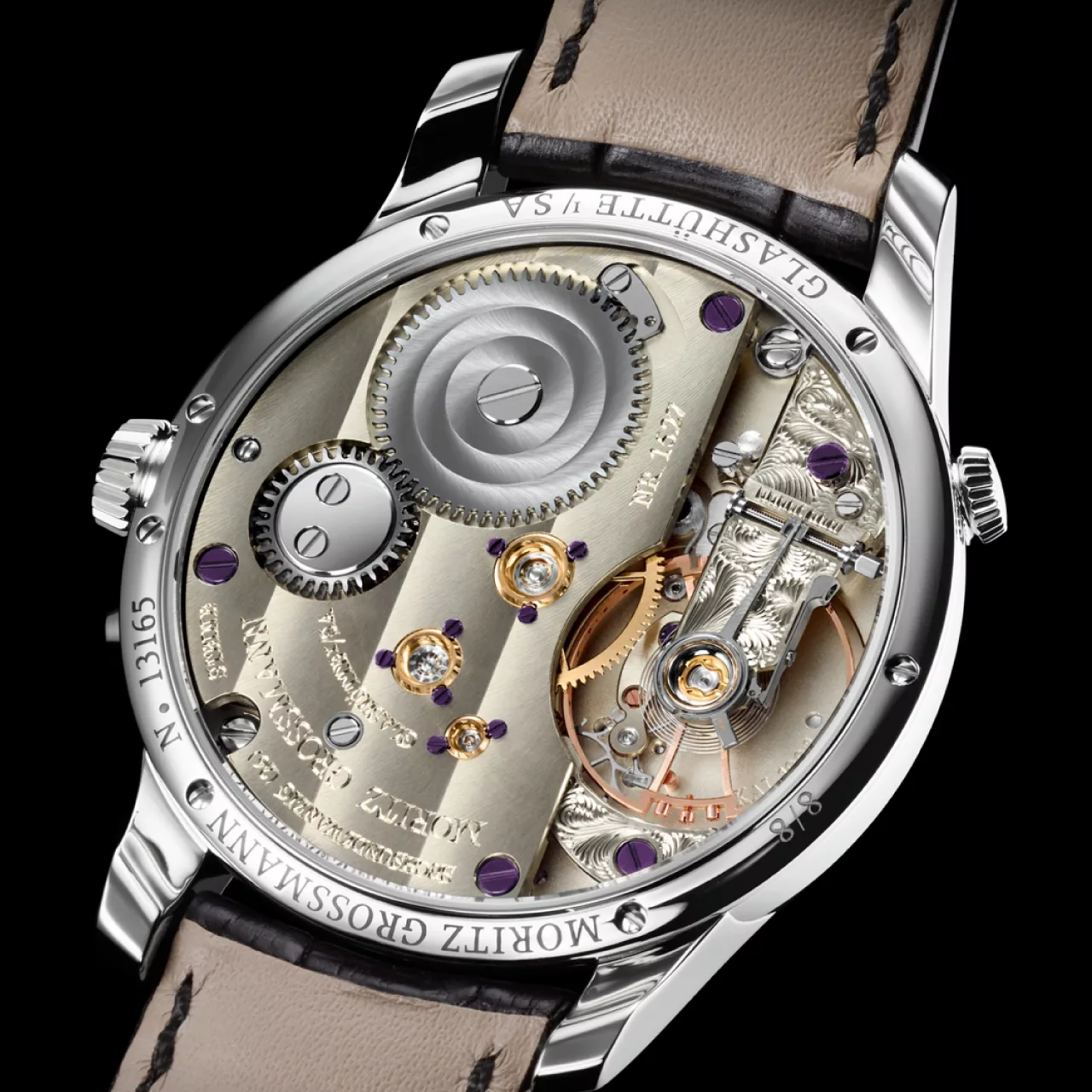 Moritz Grossmann GMT Guilloche Orange | Hand-Guilloche Dial