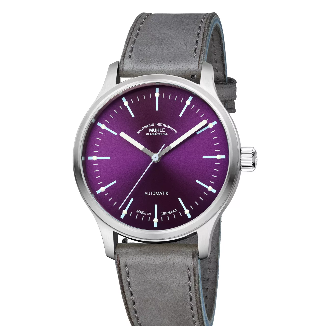 Mühle-Glashütte Panova Violet – Shimmering Violet Dial on Grey Leather ...