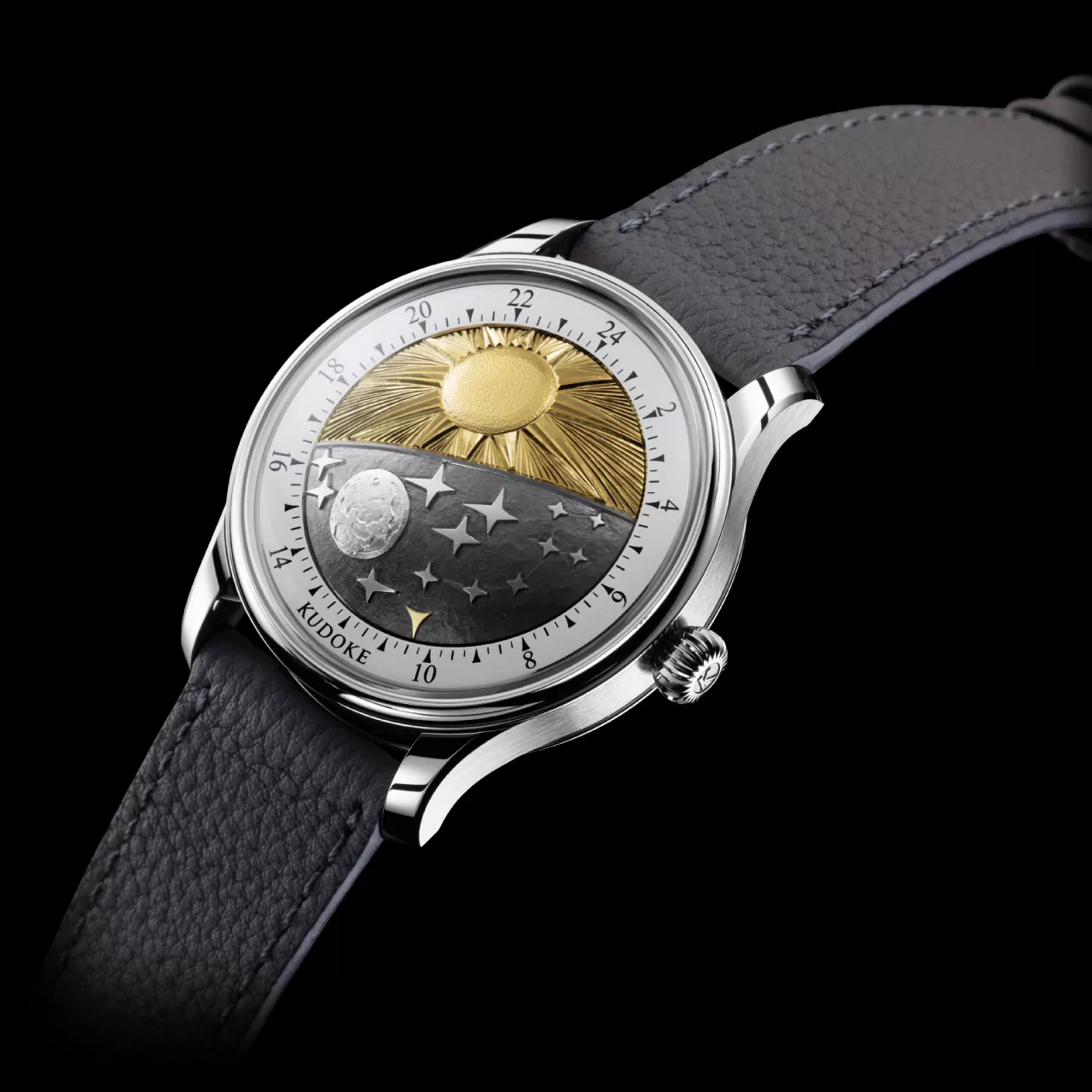 KUDOKE 5 Hand-Engraved 24-Hour Celestial Dial Watch | Define Watches